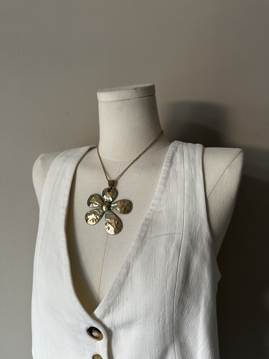 Gold Flower on Stainless Steel Necklace - Mulberry Pulse
